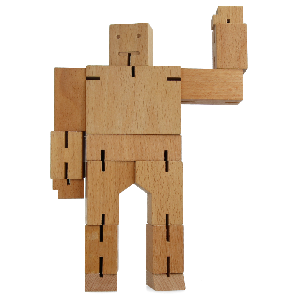 Cubebot - Medium - Natural - Figurine en Bois - Areaware